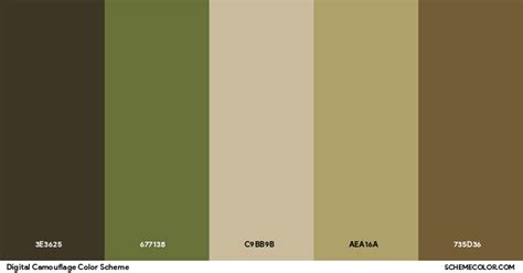 Digital Camouflage Color Scheme Palettes