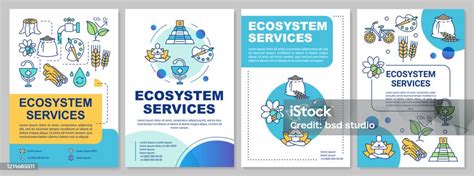 생태계 서비스 브로셔 템플릿 레이아웃입니다 농업 전단지 소책자 선형 그림이있는 전단지 인쇄 디자인 잡지 연례 보고서 광고 포스터에 대한 벡터 페이지 레이아웃 0명에 대한