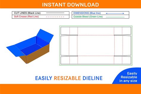 Tray Corrugated Folding Box Dieline Template And 3d Box Design Box Dieline And 3d Box 22726205