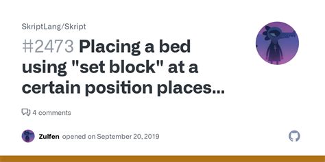 Placing A Bed Using Set Block At A Certain Position Places Either The