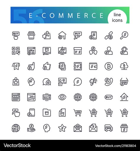 E Commerce Line Icons Set Royalty Free Vector Image