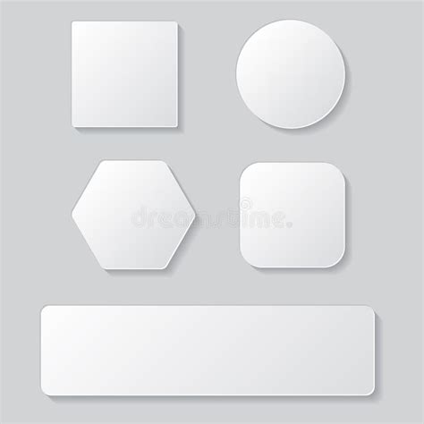 Set Of White Blank Button Round Square Rounded Buttons Stock Vector Illustration Of Vector