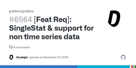 Feat Req Singlestat And Support For Non Time Series Data · Issue 6564 · Grafanagrafana · Github
