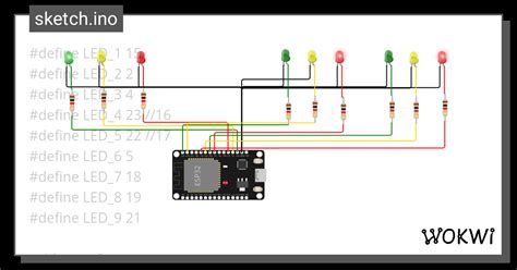 Semaforo 9led Wokwi Esp32 Stm32 Arduino Simulator