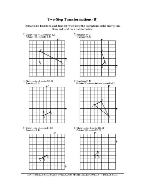 Transformations Worksheet Grade 8 Identifying Transformations