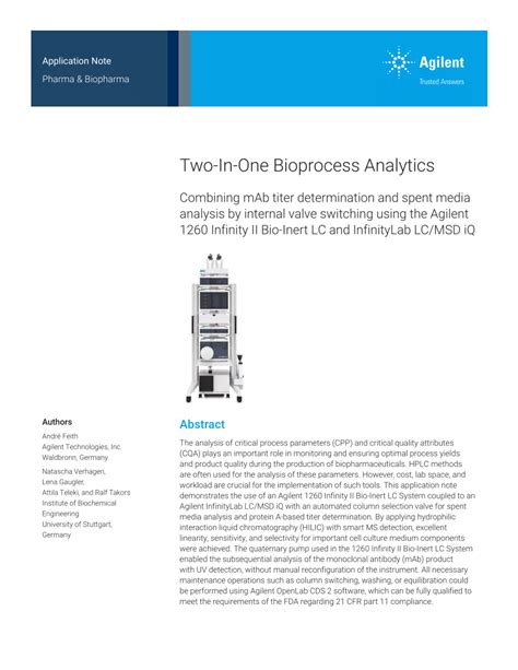 Pdf Two In One Bioprocess Analytics Combining Mab Titer