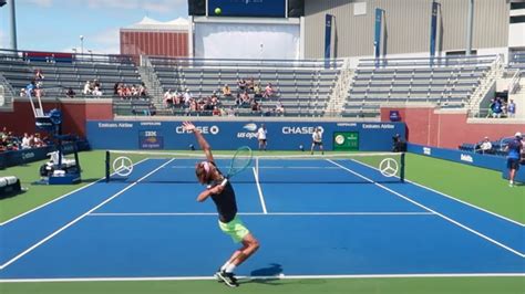 Alexander Zverev Serve Training Court Level View Atp Tennis Serve