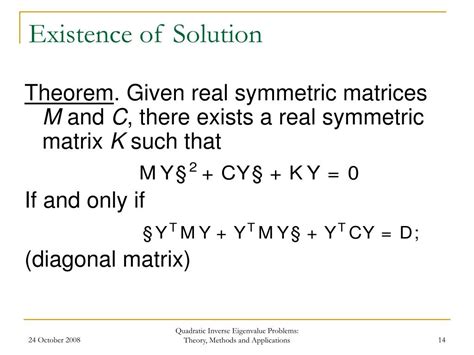 Ppt Quadratic Inverse Eigenvalue Problems Theory Methods And