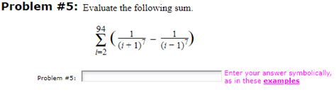 Solved Problem Evaluate The Following Sum Problem Chegg Com