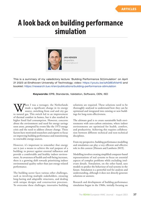 Pdf A Look Back On Building Performance Simulation