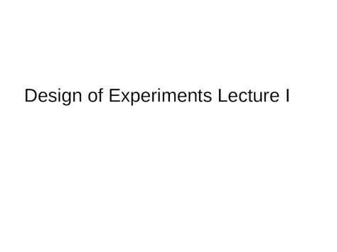 Ppt Design Of Experiments Lecture I Topics Today Review Of Error