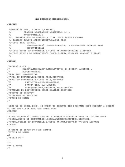 Lab Exercise Modulecobol Cobcomp Pdf Computing Software Engineering