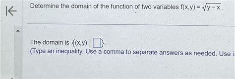 solved determine the domain of the function of two variables