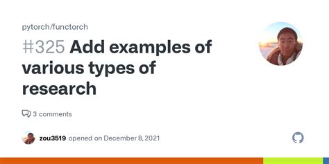 Add Examples Of Various Types Of Research · Issue 325 · Pytorch