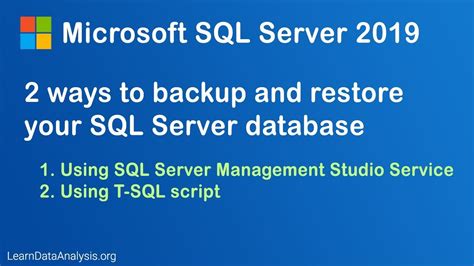 Backup And Restore Your Microsoft Sql Server Database Youtube