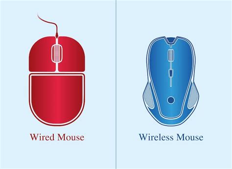 Computer Mouse Vectors Two Different Colorful Mousses Wired Vs Wireless Premium Ai