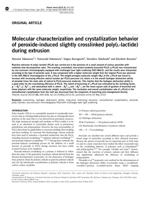 Pdf Molecular Characterization And Crystallization Behavior Of Peroxide Induced Slightly