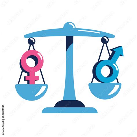 Balance Scale Salary Equality With Male And Female Symbols Stock Vector Adobe Stock