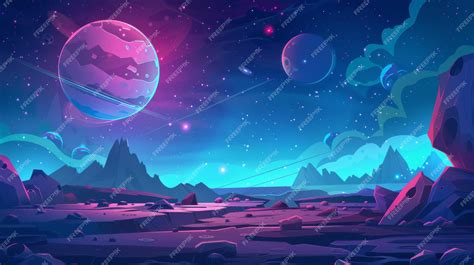 Premium Photo An Alien Planet Landscape With Craters And Lighted