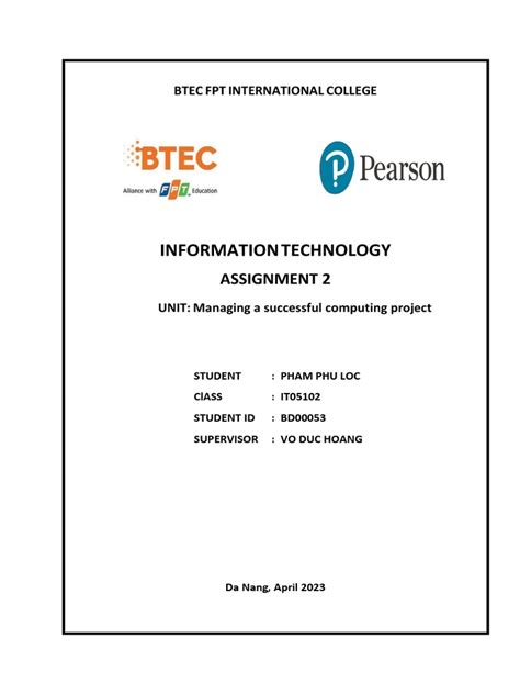 Phamphulo It05102 Managing A Successful Computing Project Bd00053 Pdf