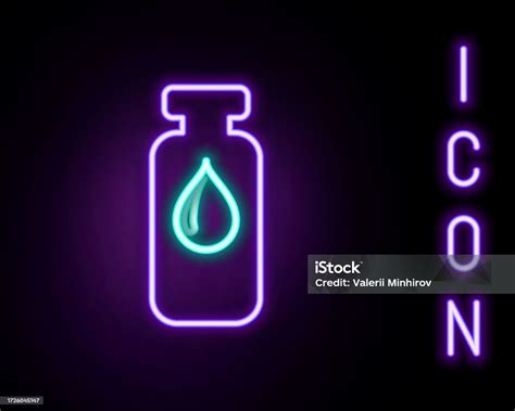 빛나는 네온 라인 의료 바이알 앰플 검은 배경에 고립 된 병 아이콘 예방 접종 주사 백신 의료 개념 다채로운 개요 개념 벡터 0명에 대한 스톡 벡터 아트 및 기타 이미지