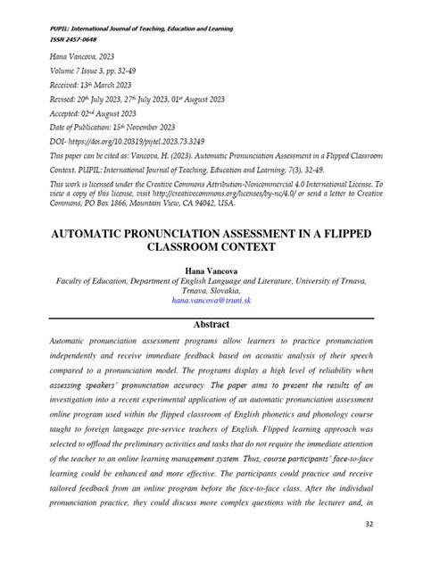 Automatic Pronunciation Assessment In A Flipped Classroom Context Pdf Speech Recognition