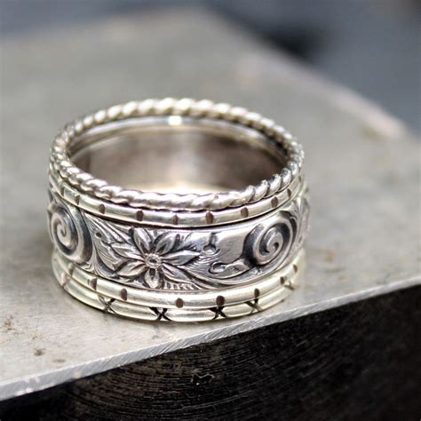 Loreley Jewelry Etsy Sterling Silver Stacking Rings Set Of Five