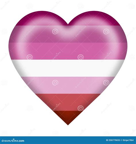 Lesbian Pride Rainbow Flag Heart Button With Clipping Path 3d