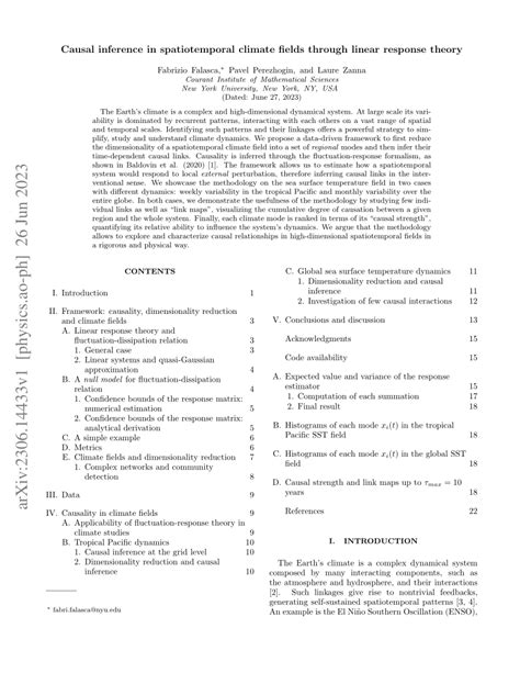Pdf Causal Inference In Spatiotemporal Climate Fields Through Linear Response Theory