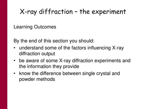 Ppt X Ray Diffraction The Experiment Powerpoint Presentation Free