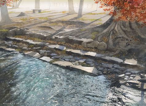 Watanabe Masato Original Cobblestone Day Grass No Humans Path Realistic Road Scenery