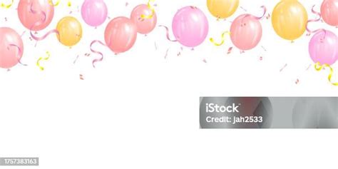 벡터 일러스트 레이 션 파스텔 풍선과 색종이 파티 생일 또는 베이비 샤워 0명에 대한 스톡 벡터 아트 및 기타 이미지 0명 3차원 형태 귀여운 Istock