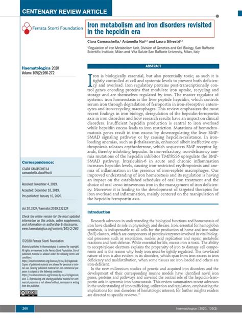 S11 Dpg Iron Metabolism And Iron Disorders Revisited In The