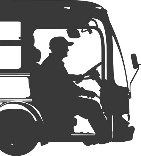 Silhouette Bus Driver In Action Full Body Black Color Only 44446067