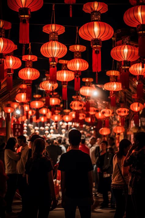 街道上挂满红灯笼中秋节中秋高清图片下载 包图网