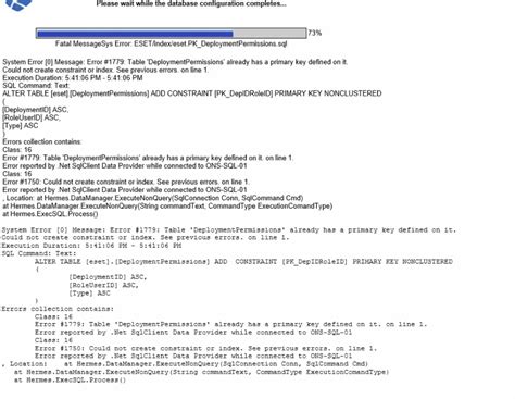 Reapply Schema Error Table DeploymentPermissions Already Has A Primary Key Defined On It