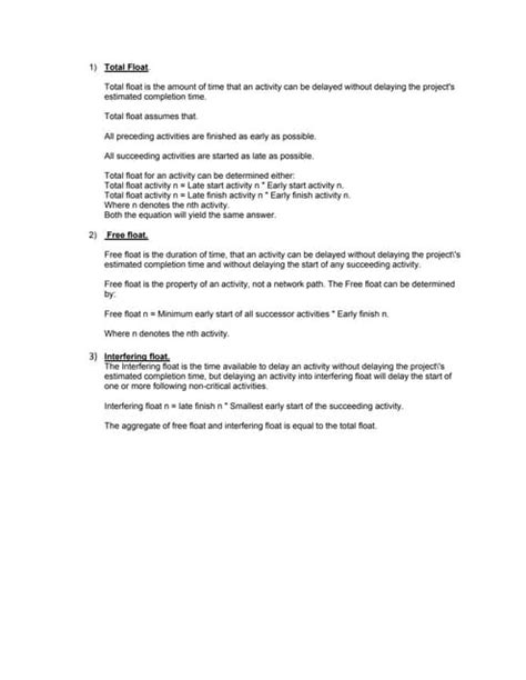 Free Float And Total Float Pmp Capm From Pmi Docx