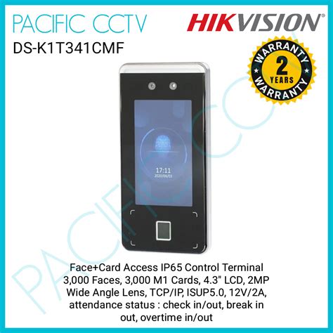 Ds K1t341cmf Hikvision Face Card Access Ip65 Control Terminal 3 000 Faces 3 000 M1 Cards 4 3