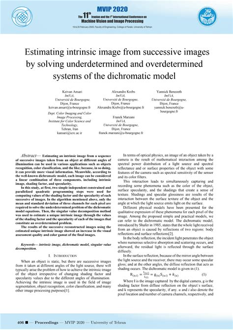 Pdf Estimating Intrinsic Image From Successive Images By Solving