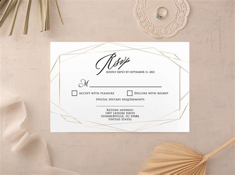 Printed RSVP Card And Envelope Etsy