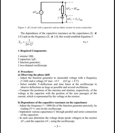 Solved Experiment Title Determining The Capacitive Chegg