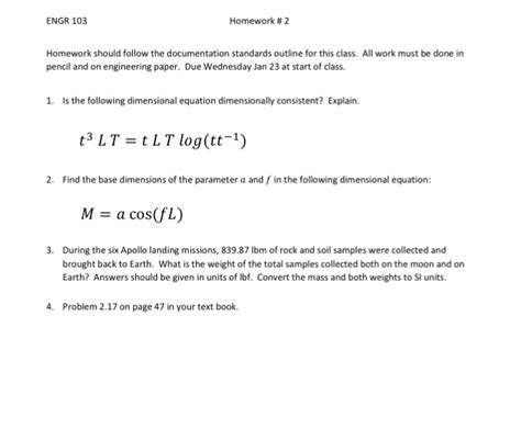 Solved ENGR Homework Homework Should Follow The Chegg Com