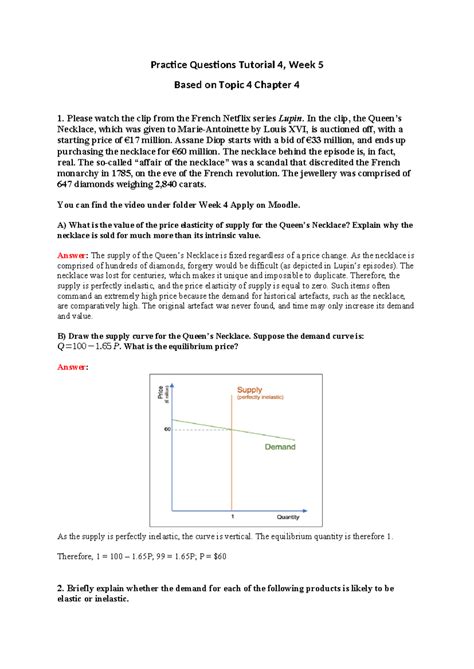 Practice Questions Tutorial 4 Week 5 Topic 4 Chapter 4 Suggested Solution Guide Practice