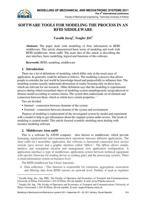 Pdf Software Tools For Modeling The Process In An Rfid Middleware