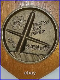 Vintage Uss Sculpin Ssn 590 Bronze On Wood Plaque Us Navy Nuclear