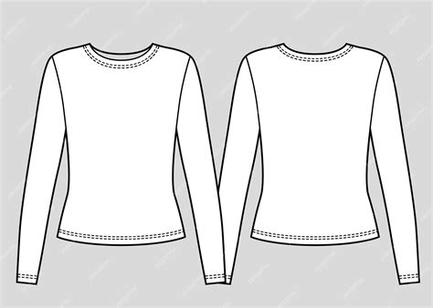 Premium Vector Womans Tshirt Template With Long Sleeves