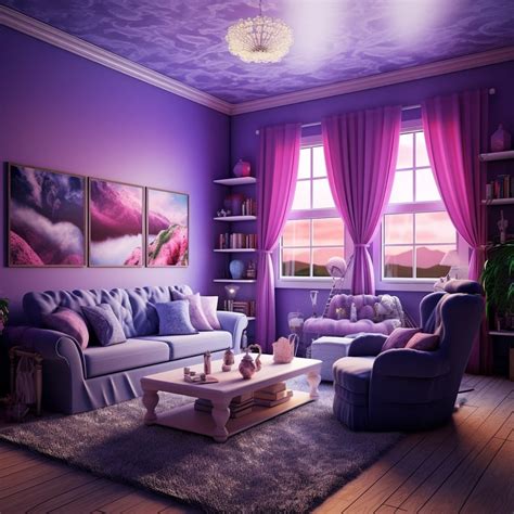 Mor Renk Salon Dekorasyonu Güzel Oldu