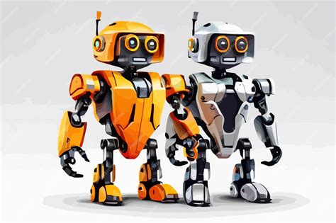 Two Robot Robots Are Standing Next To Each Other Premium Ai Generated Vector