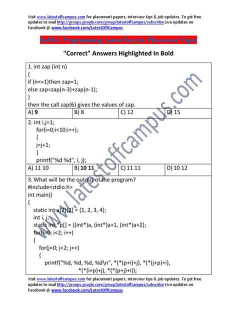 Softsol Sample Programming Placement Paper Download Free Pdf Object Oriented Programming