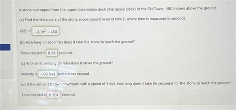 Solved A Stone Is Dropped From The Upper Observation Deck